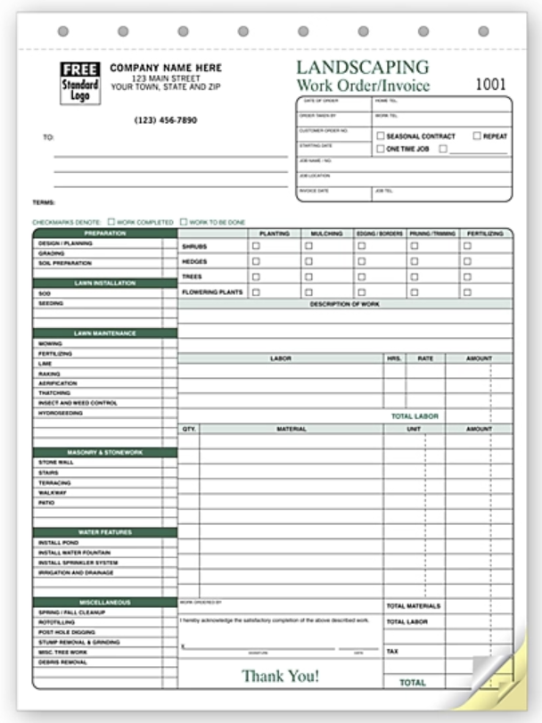 Landscape Work Order - Work Orders 6570 – American Business Forms ...
