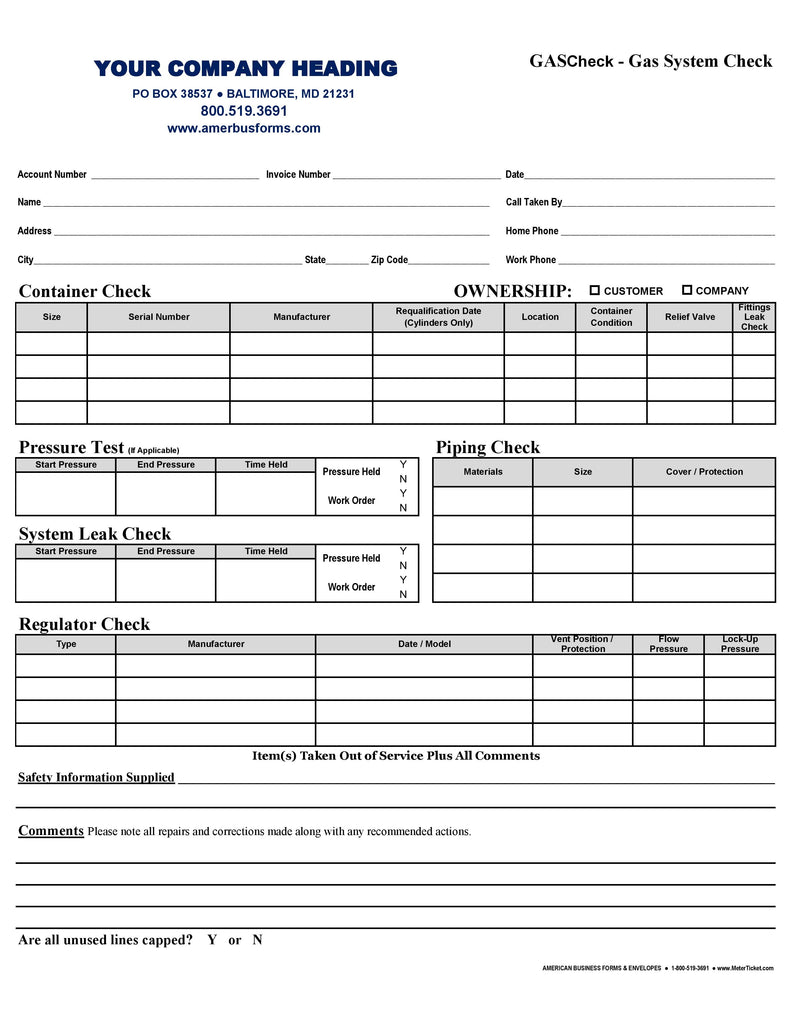 Gas Check Form - #5 – American Business Forms & Envelopes