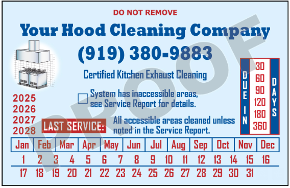 HOOD CLEANING Stickers (Full Color) - 5" x 3" – American Business Forms ...