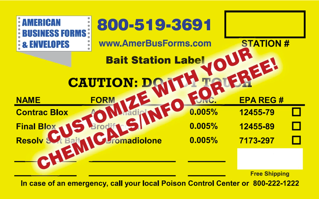 Bait Station Labels - 2 1/2" x 4 1/2" – American Business Forms & Envelopes
