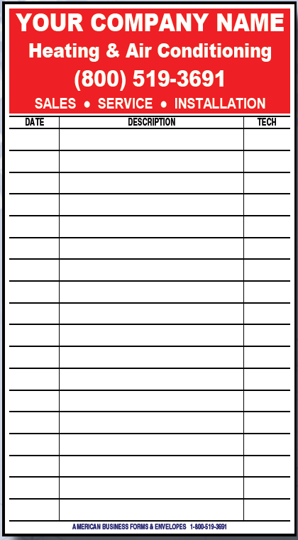 HVAC Service Label #02 - 4" x 6" – American Business Forms & Envelopes