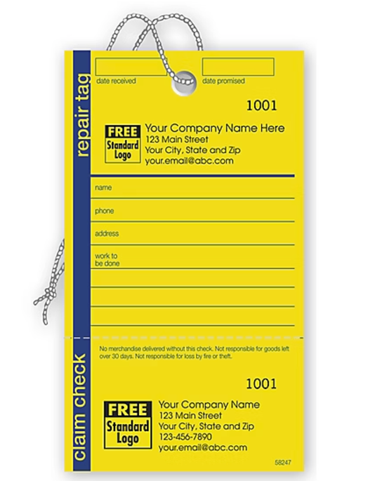 Repair Tags 2 5/8 x 5 1/4 – American Business Forms & Envelopes