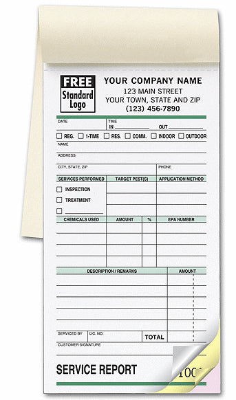 Pest Invoice Service Report Book 365-3 – American Business Forms ...