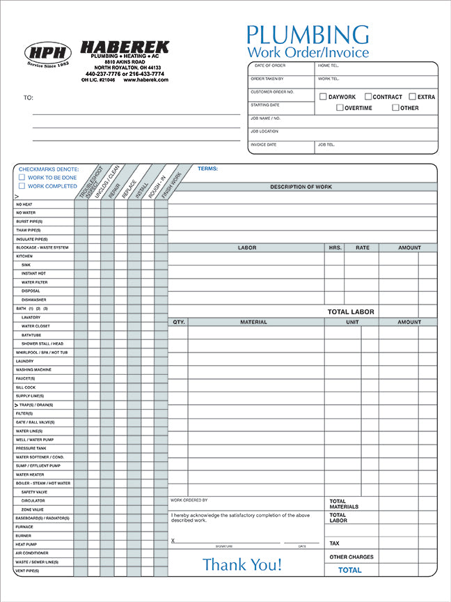 Plumbing Invoice 6540 – American Business Forms & Envelopes
