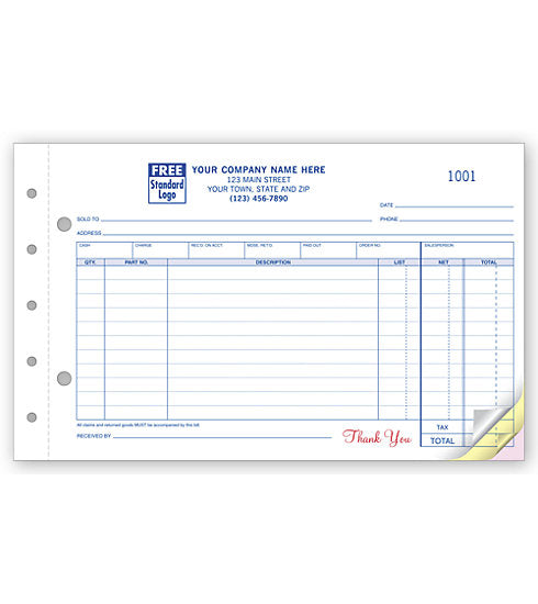 Auto Parts Form with Side-Stub #657 – American Business Forms & Envelopes