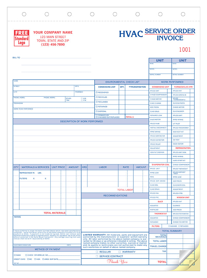 HVAC Service Invoice 6531 – American Business Forms & Envelopes