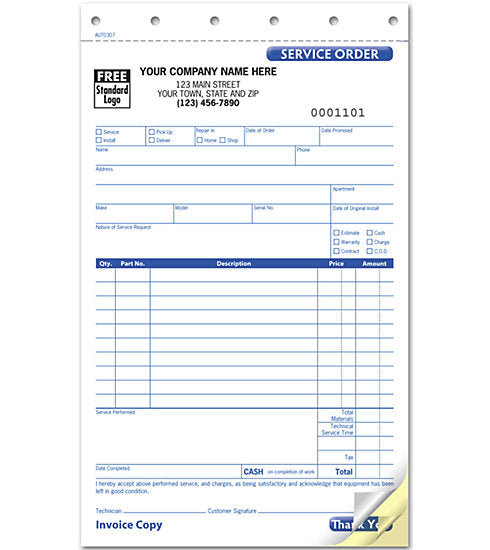 Auto Service Order #307 – American Business Forms & Envelopes