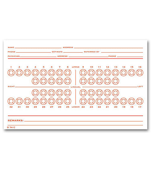 Dental Record, Numbered Teeth System C #D74C – American Business Forms ...