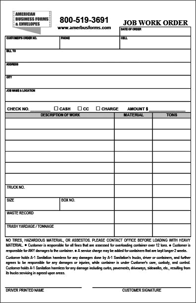 Dispatch Ticket 2 – American Business Forms & Envelopes