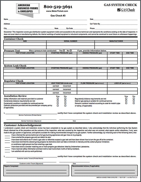 Gas Check Form - #3 – American Business Forms & Envelopes