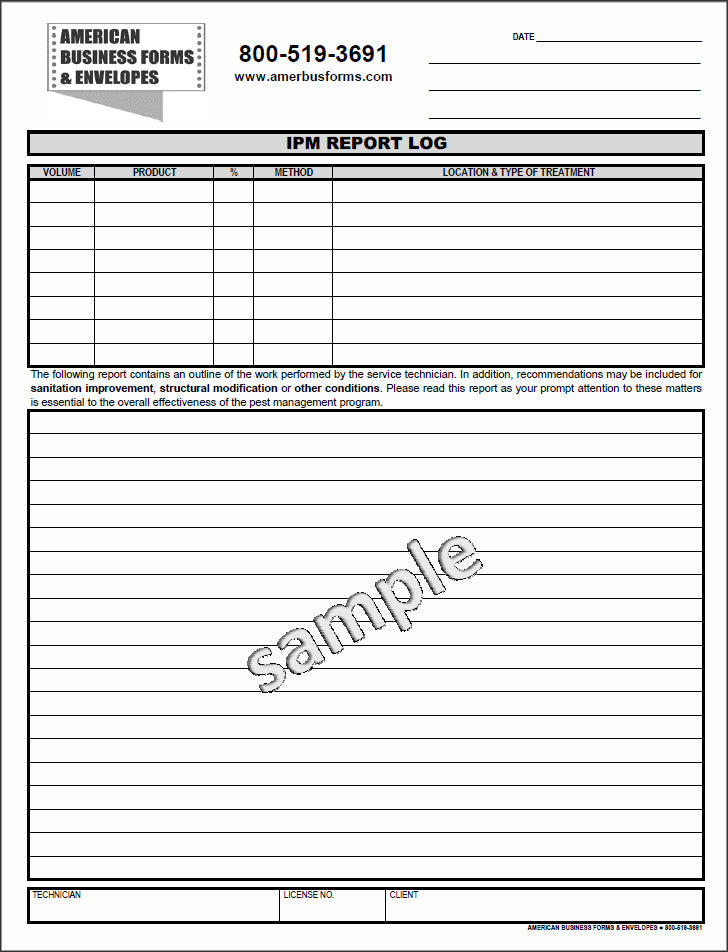 Pest IPM Report Log – American Business Forms & Envelopes