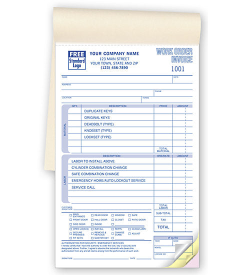 Locksmith Work Orders - Booked #248 – American Business Forms & Envelopes