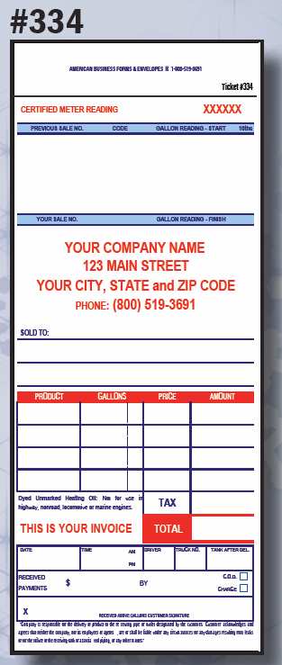 #334 - Meter Ticket (Printed On Back) – American Business Forms & Envelopes