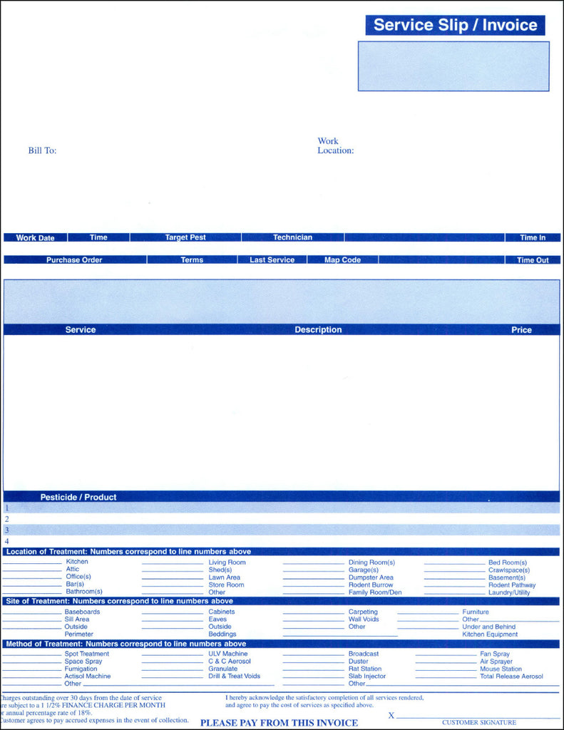 PestPac Chemical Service Slip (Details Listed) - SAME DAY SHIP ...