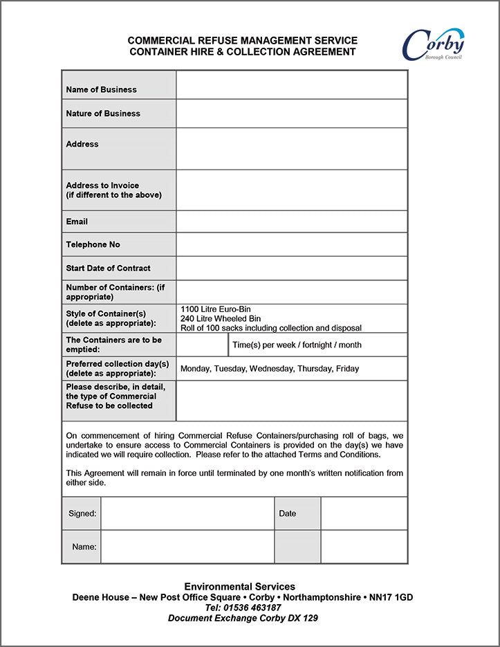 Refuse Contract Commercial – American Business Forms & Envelopes